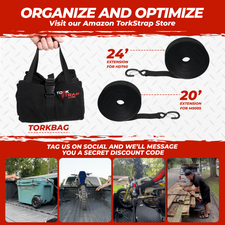 TorkStrap HD750 | 14'x1.5'' Spring Loaded Tie Down Straps - Adapts to