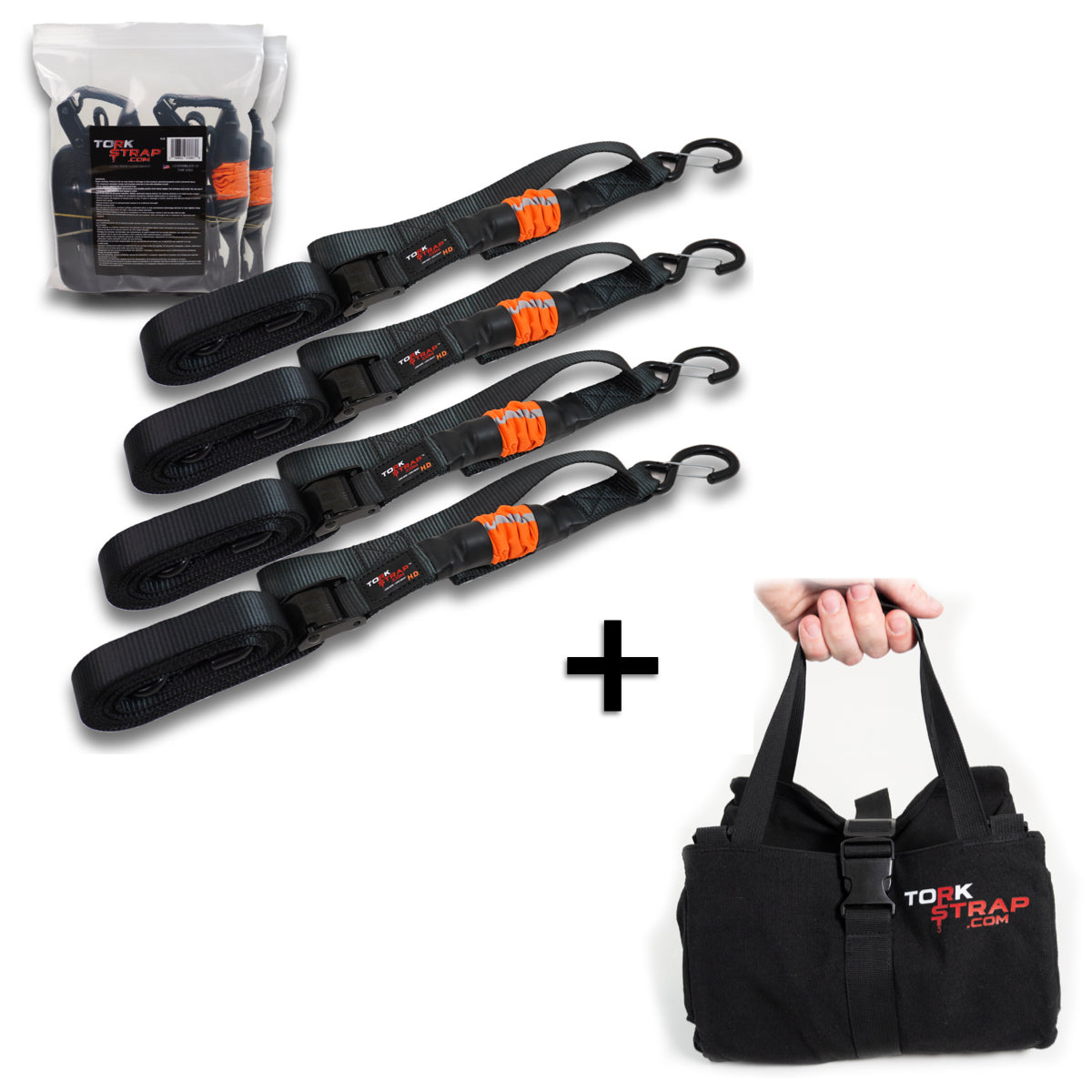 TorkStrap Tie Down Cargo Straps. Just Pull Action With No Ratcheting